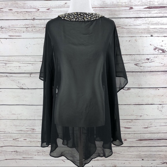 MARINA | Tops | Marina Embellished Sheer Poncho Boho | Poshmark